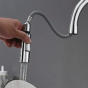 Leekayer Pull Out Kitchen Faucet with Sprayer Chrome Finish Kitchen Mixer Tap Single Lever One Hole Mount 2 Water Flow Type