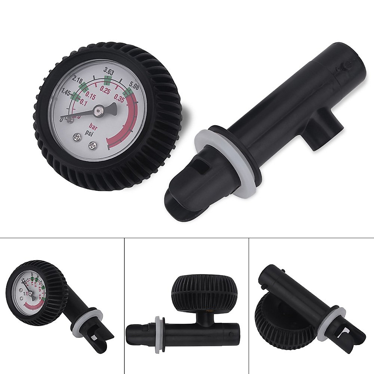 Air Pressure Gauge for Inflatable Boat,Inflatable Boat Air Pressure Gauge 0 5.08PSI Barometer for Fishing Boat Kayak Raft Black Pressure Valve for Inflatable Boat Excursion pro Kayak Pressure Gauge