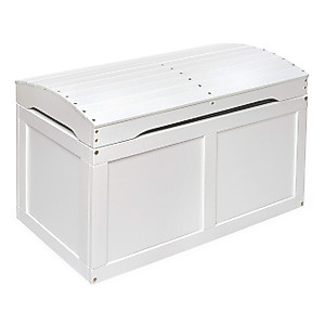 Badger Basket Hardwood Safety Hinge Barrel Top Toy Storage Chest, White (01335)