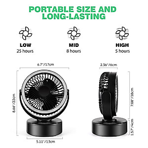 Odoland Portable Camping Fan with LED Lantern, Battery Operated Tent Fan Light Lamp with Hanging Hook for Camping, Hiking, Hurricane, Outages, Emergency Gear