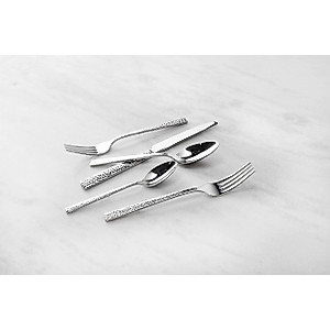 Fortessa Nomad Stainless Steel Flatware, Mirrored Hammered Stainless Steel, 20 Piece Place Setting, Service for 4