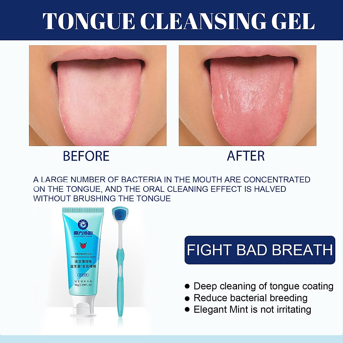 MANAM Tongue Scraper, Mint Tongue Cleansing Gel and Tongue Cleaner Brush, Mouth Scrubber, Fight Bad Breath, Oral Hygiene, Fresher Breath in Seconds (50G (Pack of 1))