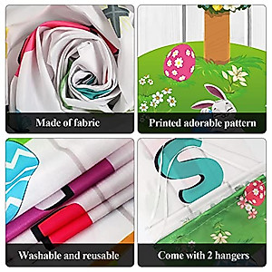 Happy Easter Porch Sign He is Risen Party Banner Welcome Easter Courtyard Holiday Decoration Indoor Outdoor Front Door Spring Floral Hanging Flag