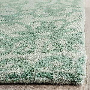 SAFAVIEH Restoration Vintage Collection Area Rug - 8' x 10', Grey & Turquoise, Handmade Distressed Wool, Ideal for High Traffic Areas in Living Room, Bedroom (RVT101C)