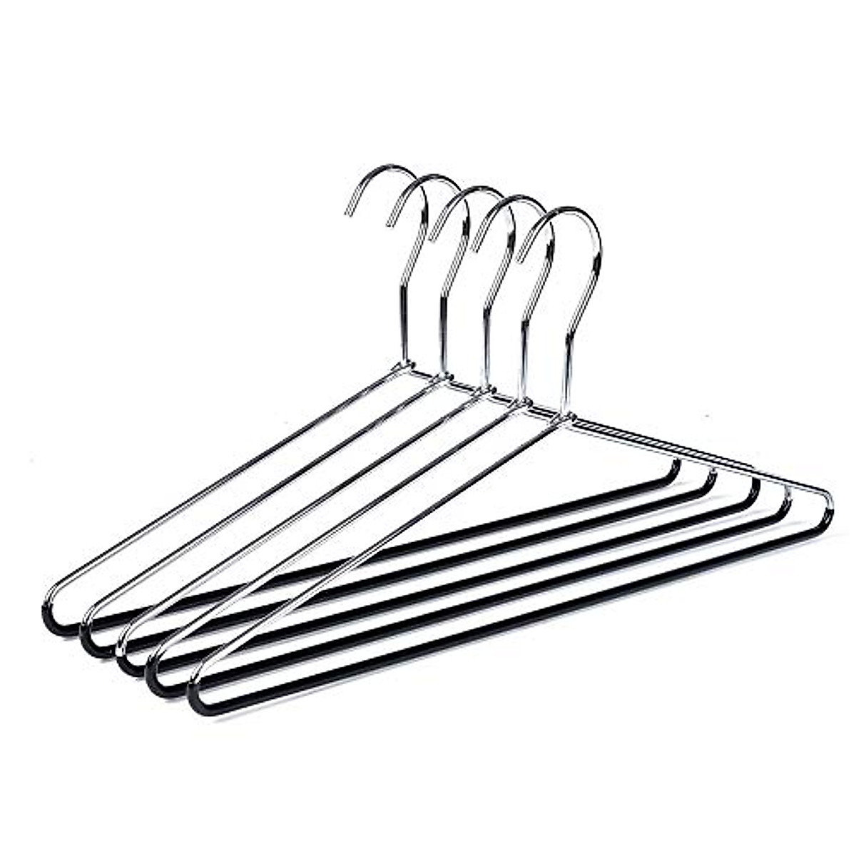 30 Quality Heavy Duty Metal Coat Hangers with Black Rubber Coating for Non Slip Pants (30)