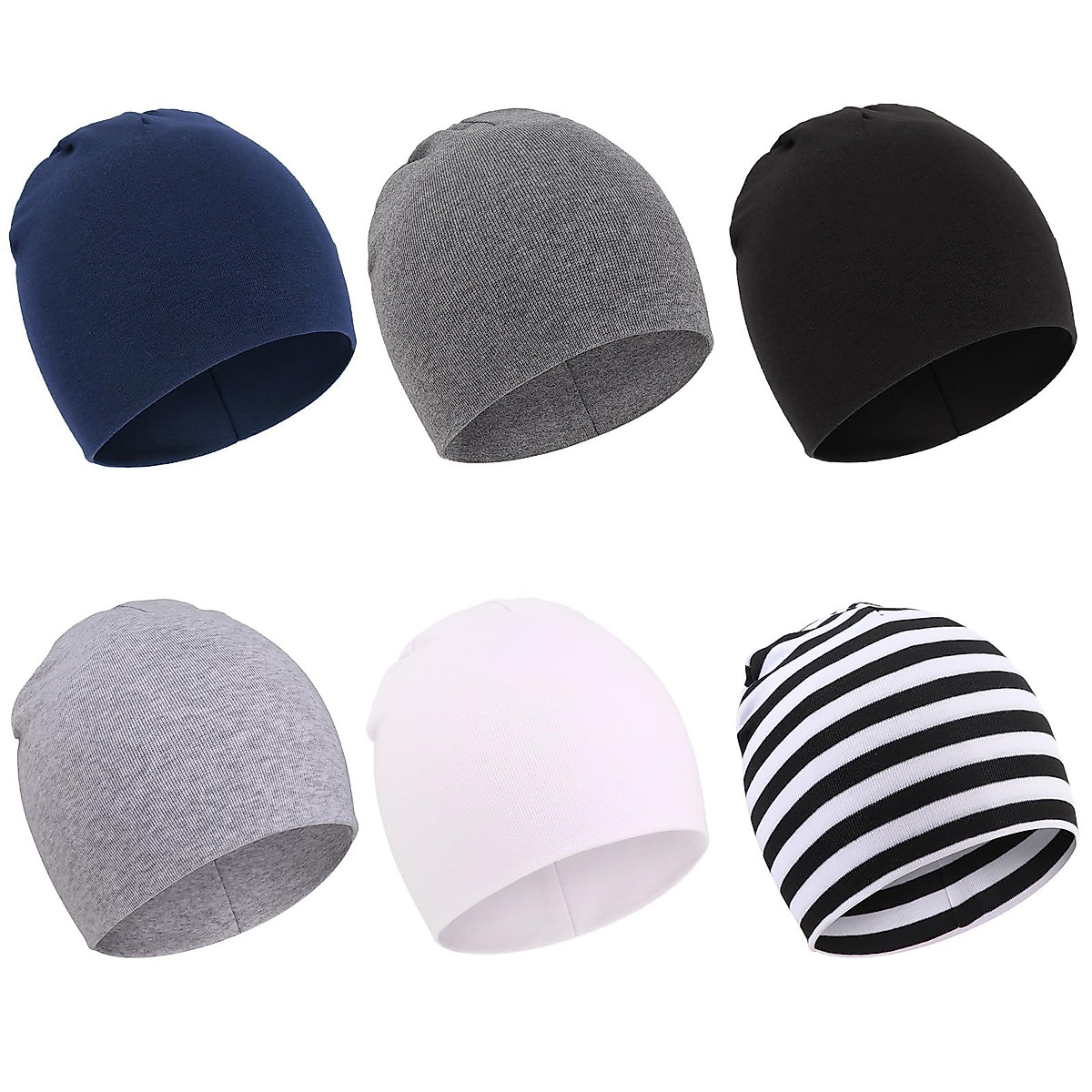 DRESHOW BQUBO 6 Pack Baby Hats for Boys Girls Unisex Baby Beanie Hat Soft Cute Knit Cap Nursery Beanie for Newborn Infant Toddler Kid