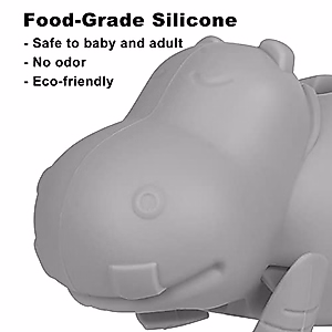 Bath Spout Cover - Faucet Cover Baby - Tub Spout Cover Bathtub Faucet Cover for Kids -Tub Faucet Protector for Baby - Silicone Spout Cover Gray Hippo - Kids Bathroom Accessories - Free Bathtub Toys