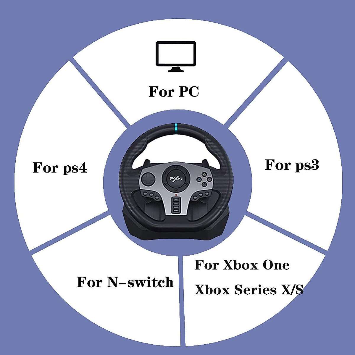 PXN V9 Gaming Steering Wheel With Pedals and Shifter 270/900° Dual-Motor Feedback Driving gaming Racing Wheel for PC,PS4,PS3,Xbox One, Xbox Series X/S,N-Switch