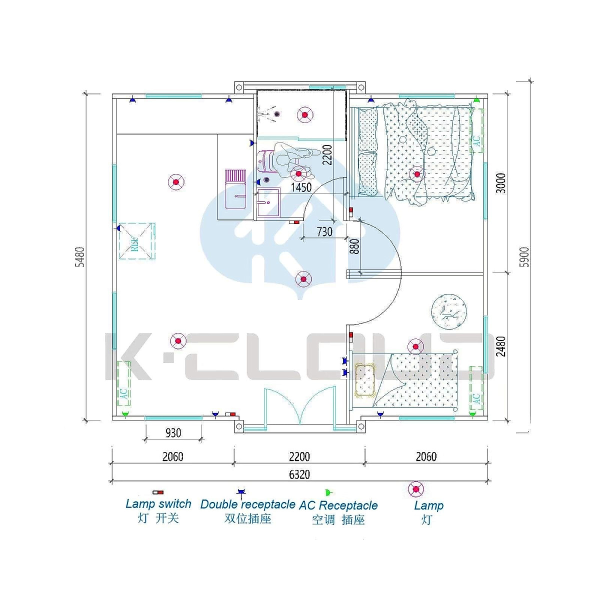 Generic 20FT Expandable Folding Mobile Tiny Home, 2 Bedroom 1 Bathroom Living Room Kitchen, Prefab House, Container Homes, Prefabricated Tiny Homes, White/Grey