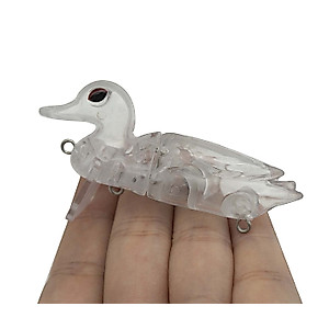 2Jointed Duck Bait 5PCS Blank Unpainted top Water Fishing Lures Topwater Swimbait Clear Hard Duck 8374# with Free Eye
