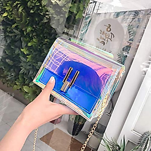 VALICLUD Holographic Clear Crossbody Chain Purse Transparent Iridescent Shoulder Handbag Small Jelly Tote Bag for Women