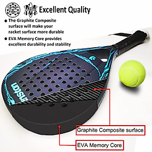 Senston Paddle Tennis Racket Carbon-Fiber Surface with EVA Memory Flex-Foam Core - Padel Racket with Carry Bag and Balls for Pop Tennis Beach Tennis.