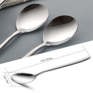 AYFDISHS Korean Spoon,6 Pieces Soup Spoons Stainless Steel,Korean Spoons with Long Handles,8 Inch Asian Soup Spoon Dinner Spoon Table Spoon Flatware Set