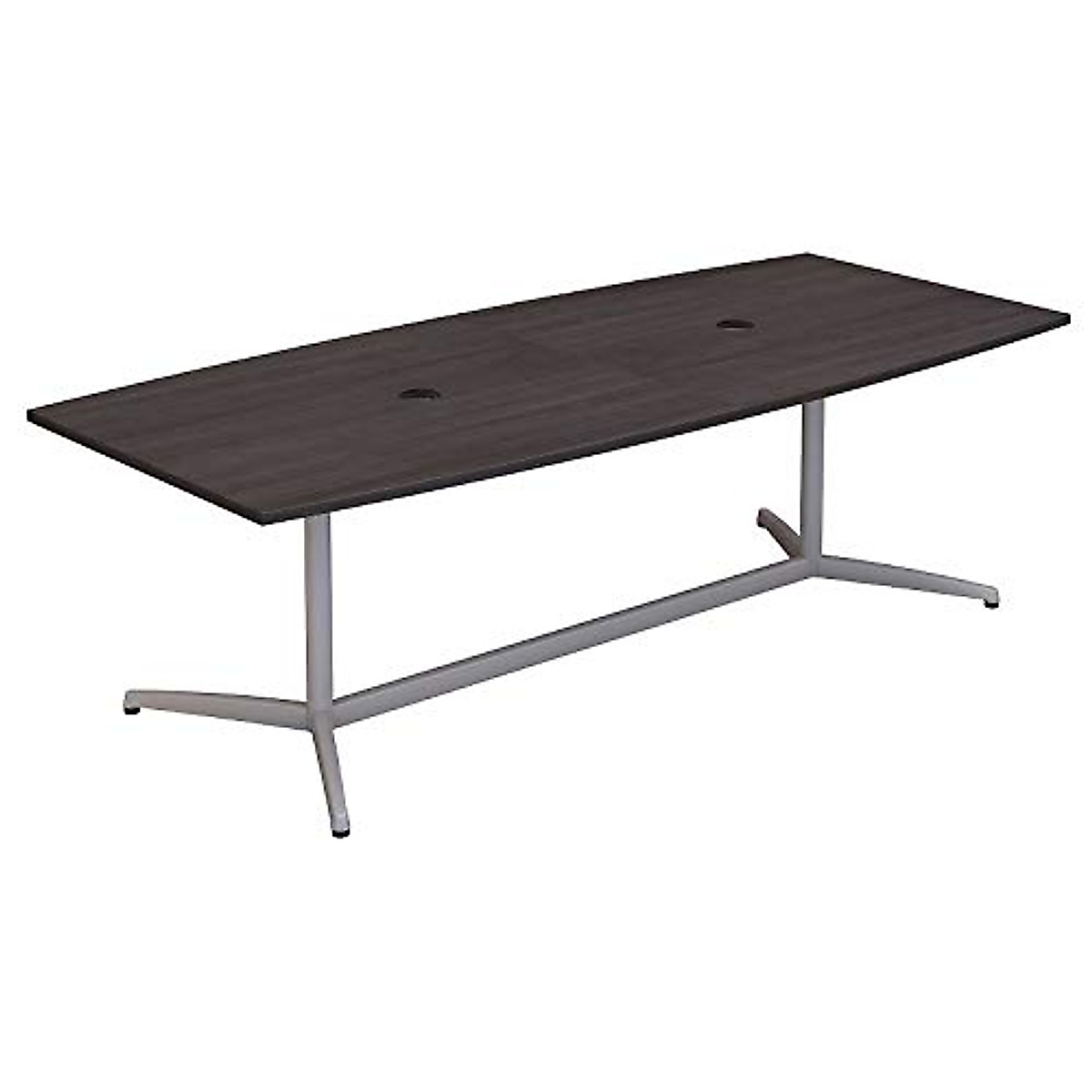 Bush Business Furniture 96W x 42D Boat Shaped Conference Table with Metal Base in Storm Gray