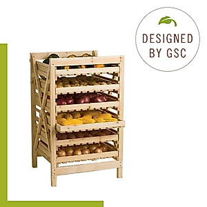 Gardener's Supply Company Orchard Garden Harvest Rack, Sturdy 6 Drawer Wooden Vegetable & Fruit Storage Cabinet Kitchen Organizer | For Vegetables, Fruits & Herb Drying
