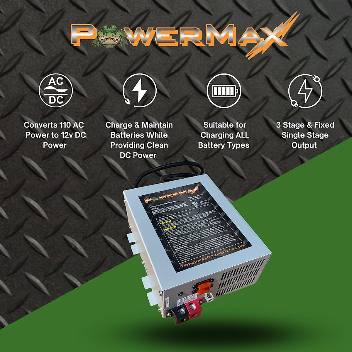 PowerMax PM3-50-24 24 Volt 50 AMP Converter Charger with 3 Stage Automatic Smart Battery Charger