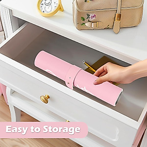 Makeup Mat for Vanity, Dual-Sided Vanity Top Protector Mat Waterproof Dressing Desk Makeup Table Cover Mat You're Like Really Pretty (Baby Pink/Silver, 23.6"x11.8")