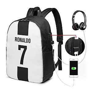 Luja Dling Ronaldo #7 Backpacks Bag Laptop Bag Bookbag Usb Backpack 17 Inch For Daily