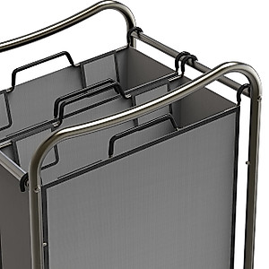 Simple Houseware 2 Bags Laundry Sorter, Dark Grey