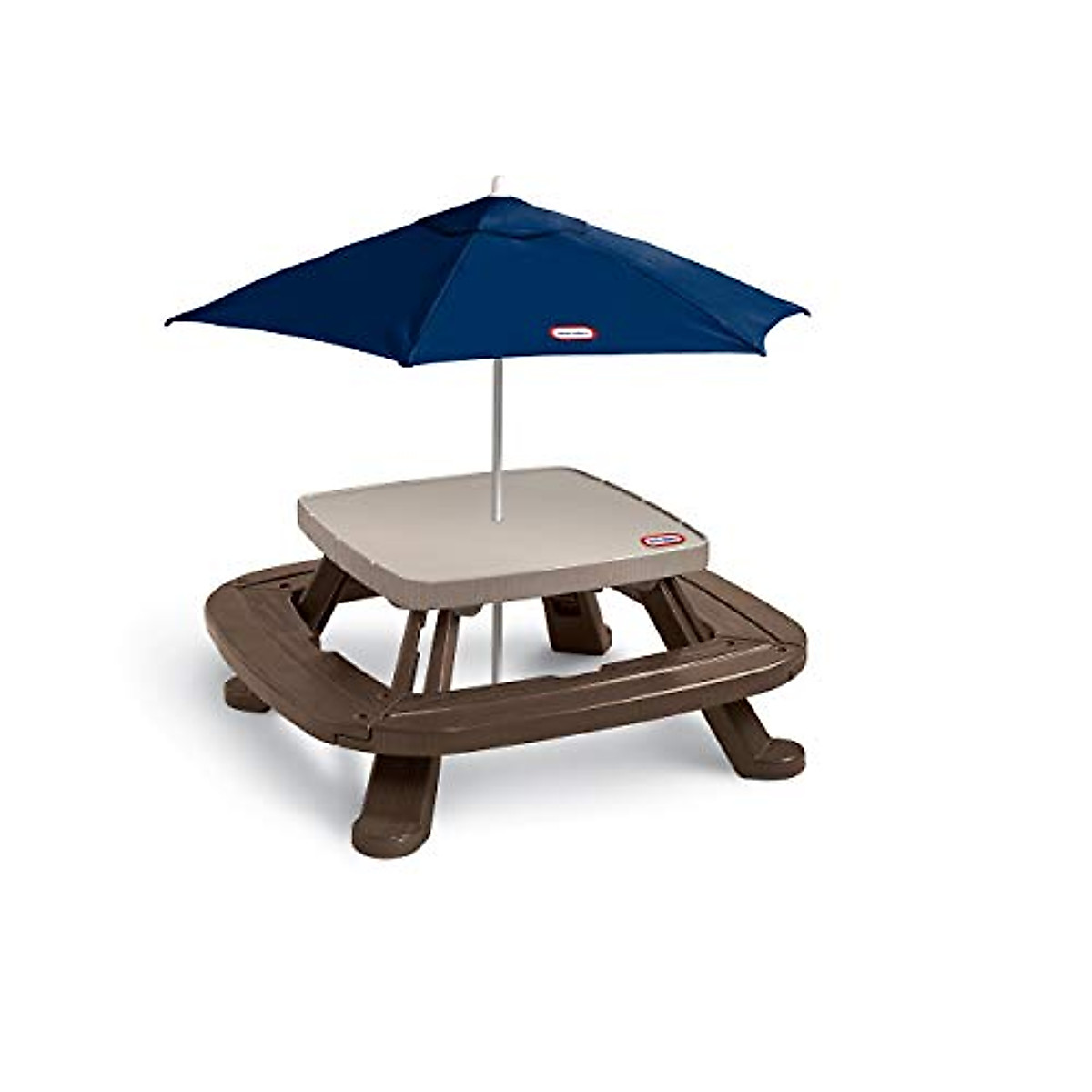 Little Tikes Fold 'n Store Picnic Table with Market Umbrella, Brown (632433M)