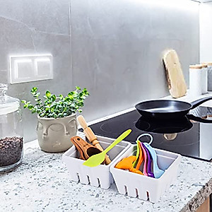 ZEAYEA Set of 2 Berry Basket, Melamine Berry Bowl With Holes, Square Kitchen Fruit Basket, 5" Colander for Strawberry, Grape, Cherry, Berries, Veggies