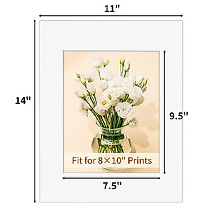 yeestone 10 Pack Picture Frame Mats, 11x14 Matted to 8x10 Photo Mats, Acid Free Picture Matting for Pictures Photos Watercolor Artwork (White)