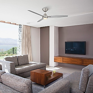 WAC Smart Fans Blitzen Indoor and Outdoor 3-Blade Smart Home Ceiling Fan 54in Matte White with 3000K LED Light Kit and Remote Control works with Alexa and iOS or Android App