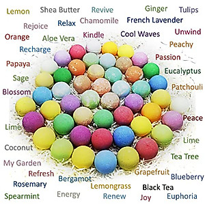 Purelis Moisturizing Bath Bombs Gift Basket, 40 count. Bulk Bath Bomb Gift Set with Essential Oils & Shea Butter. Organic, Individually Wrapped Bath Bombs in Gift Box. Best Gift Idea for Women & Kids!