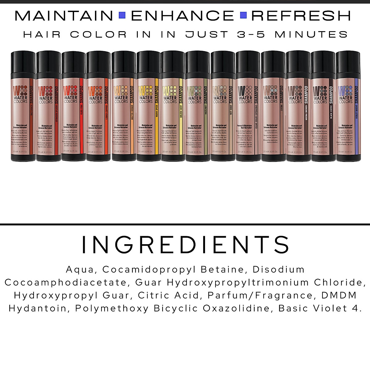 Watercolors Semi Permanent Color Depositing Shampoo. Sulfate & Paraben Free to Maintain & Enhance Hair Color 8 fl oz - WET BRICK