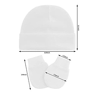 Zando Baby Hats and Baby Mittens Newborn Cotton Baby Beanies for Boys Grils Infant Beanie Caps 1 Pack White One Size