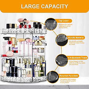 MISERWE Makeup Organizer 360 Degree Rotating 7 Adjustable Layers Large Capacity Cosmetic Organizer Transparent Make Up Organizers and Storage