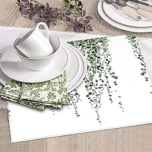 Green Plants Printed Drying Mat For Kitchen Ultra Absorbent Microfiber Dishes Drainer Mats Non-Slip Silicone Quick Dry Pad - 18 X 16inch