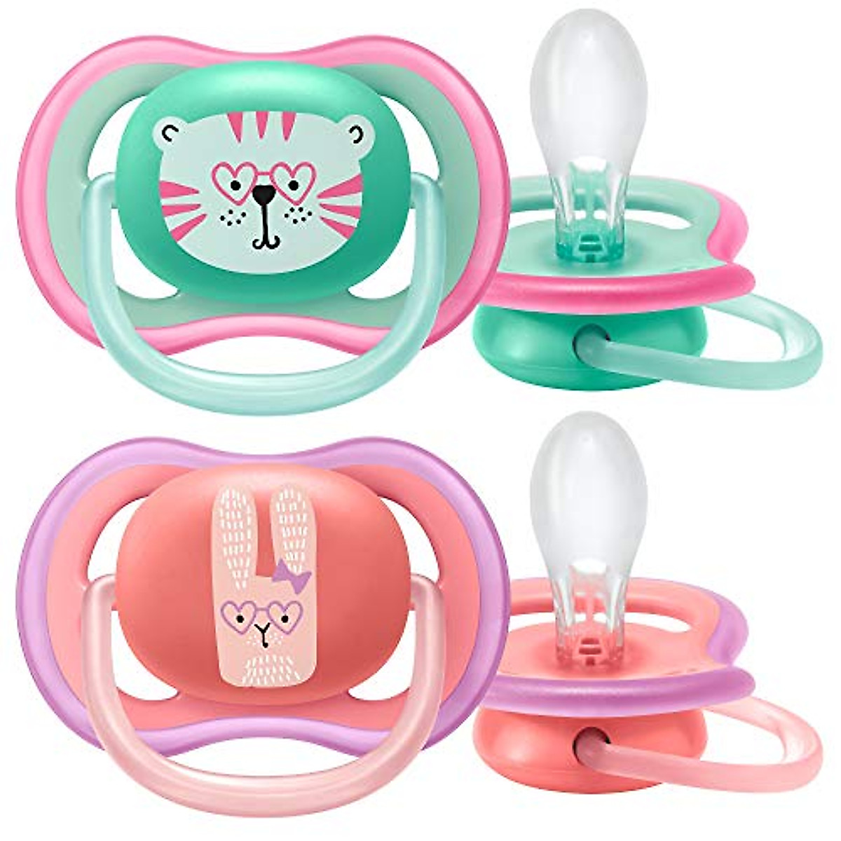 Philips Avent Ultra Air Pacifier, 18+ Months, Pink and Green, 4 Pack, SCF349/45