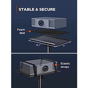 AMADA Projector Tripod Stand, Portable Projector Stand, Multipurpose Laptop Stand with Removable Mouse Tray, Height Adjustable Projector Stand 25-63 inch, Outdoor Projector Stand, AMPS03