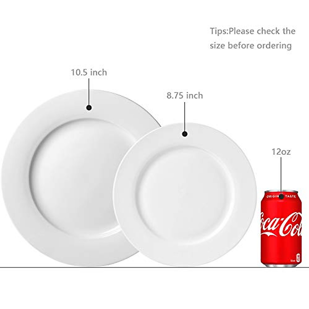 amhomel 12-Piece Bone China Natural White Salad Plates, Porcelain Dessert Plates, Round Dinnerware Sets, Scratch Resistant, Lead-Free, Microwave, Oven, and Dishwasher Safe (8.75-inch)