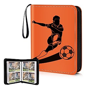 Soccer Card Binder 4-Pocket Trading Card Binder with 400 Card Sleeves Portable Card Album Case for Card Collection Soccer Star Sports Cards Display Case(400 Pocket Soccer)