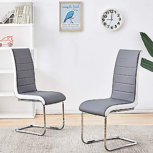 SICOTAS 3 Piece Round Dining Table Set for 2 Person, Modern Round Glass Table with Faux Leather High Back Dining Room Chairs,Dining Set for Dining Room