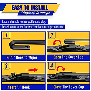 3 wipers Replacement for 2014-2021 Nissan Rogue, Windshield Wiper Blades Original Equipment Replacement - 26"/17"/12" (Set of 3) U/J HOOK