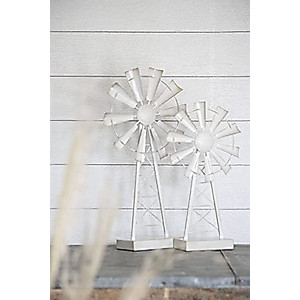 Foreside Home & Garden White Large Enamel Metal Windmill Table Decor