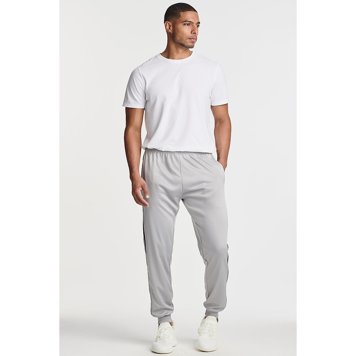 3 Pack: Mens Sweatpants Joggers Sweat Track Pants Warm Soft Active Athletic Workout Gym Apparel Training Fleece Lined Tapered Tricot Sports Running Casual Pockets Cuffed Jogging -Set 2,L