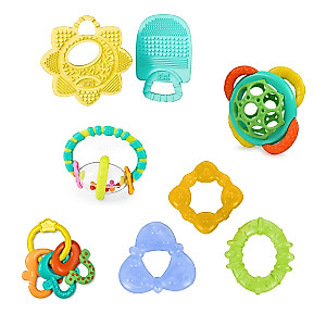 Bright Starts Oball Grasp & Teethe Easy Grasp BPA-Free Infant Teether Toy, Multi-Color, Age 3 Months and up