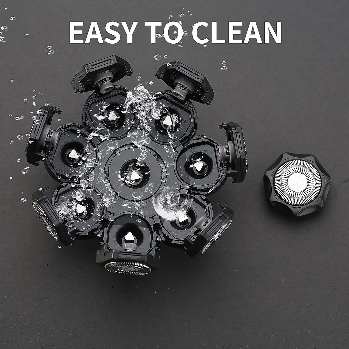 HONTEC 8 Blades Head Shaver Replacement Heads Electric Shaver Blades Head Shaver Universal Replacement Blade Head Electric Razor Shaver (8D Black)