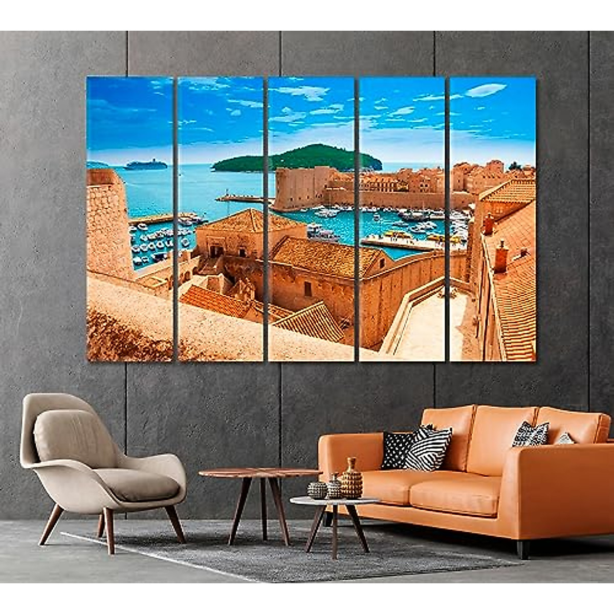 Dubrovnik Seaport Croatia Canvas Print 3 Panels / 36x24 inches