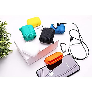 New SAMEO Design Soft Silicone Protective Case of AirPods Pro (Neck Strap, Case, Carabiner of 1 Set) DustProof, DropProof, Wireless Charing (Black)