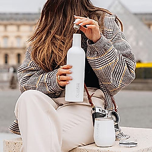 BrüMate Winesulator 25 Oz Triple-Walled Insulated Wine Canteen Made Of Stainless Steel, 24-hour Temperature Retention, Shatterproof, Comes With Matching Silicone Funnel (Glitter Violet)