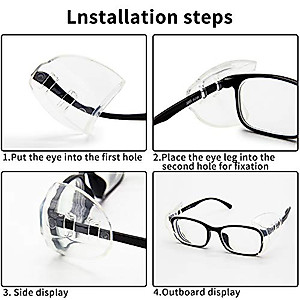tchrules 6 Pairs Safety Eye Glasses Side Shields, Slip On Side Shields for Safety Glasses, Double Hole, Fits Most Safety Eyeglasses (Transparent)