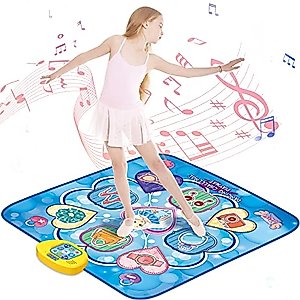 Electronic Dance Mats, Toy Present for Kids Girls Boys Age 4-8 Years Old, Electronic Dance Pad, Large Play Mat w/Rest Area, 13 Levels, No Discouraging Sound, Anti-Slippery (39.4'' x 34.3'')