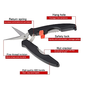 Lobster Crab Shears, Yamix 3Pcs Multifunction Stainless Steel Seafood Scissors Lobster Crab Crack Shells Shears - Silver