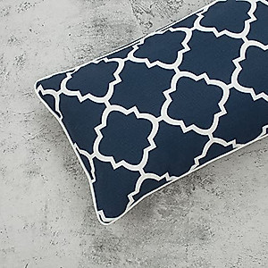 IN4 Care 12x19 Lumbar Throw Pillows Set of 2, Outdoor Summer Spring Garden Farmhouse Décor Outside Furniture Bench Decorative Pillows for Patio Sofa Couch Chair Bed-Navy Geometry