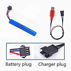 CBB 7.4V 600mAh 1450cell Li-ion Battery with SM-4P Plug and USB Charger for Airsoft Guns Gel Water Blaster